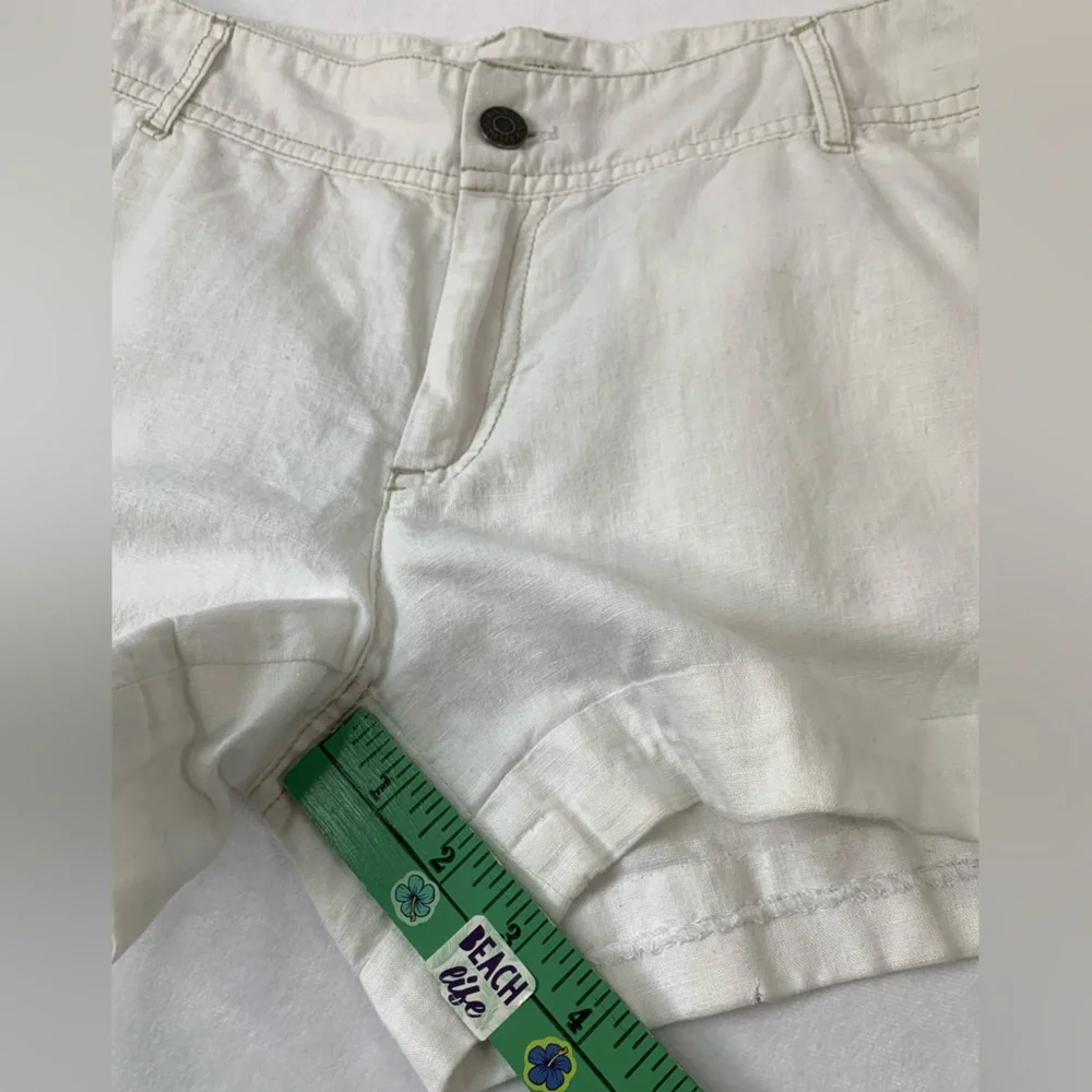 Shorts | White Linen Flat Front Casual 3 Shorts Front Pockets Banana ...